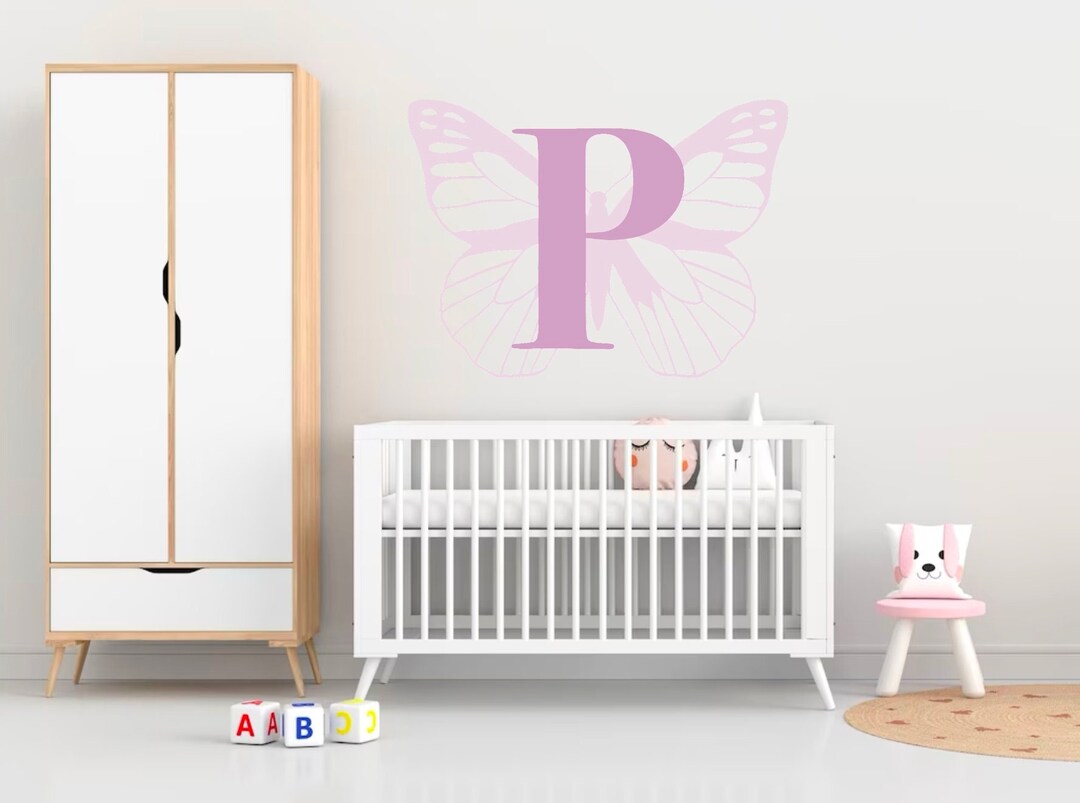 Letter P Wall Decal, Kids Room Name Large Vinyl Sticker, Butterfly ...