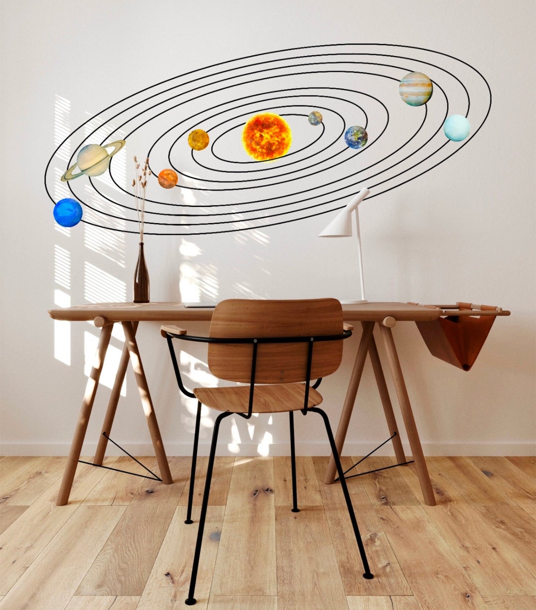 Watercolor Solar System Wall Decal, Planets Large Vinyl Sticker, Kids ...