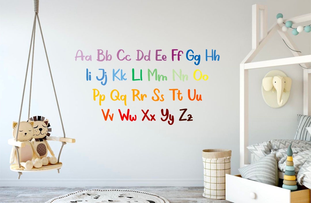 Colorful Alphabet Wall Decal, ABC Large Vinyl Sticker, Kids Room Mural ...