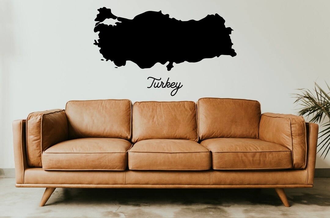 Turkey Map Wall Decal, Country Large Vinyl Sticker, Modern Mural Art ...