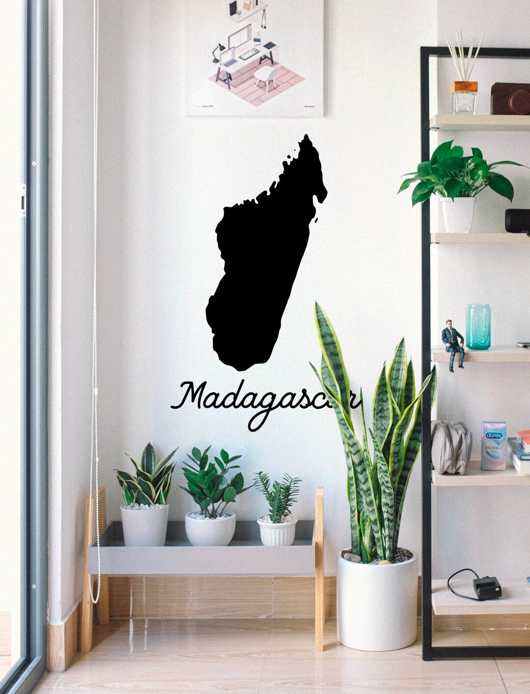 Madagascar Map Wall Decal, Country Large Vinyl Sticker, Modern Mural ...