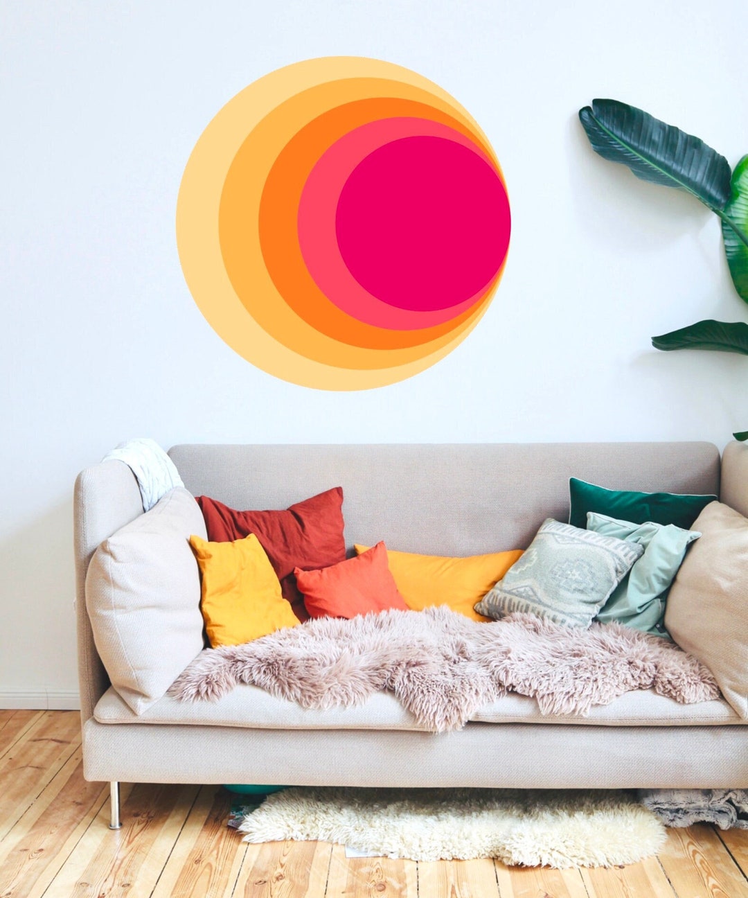 Abstract Colorful Circles Wall Decal, Large Vinyl Sticker, Mural Art ...