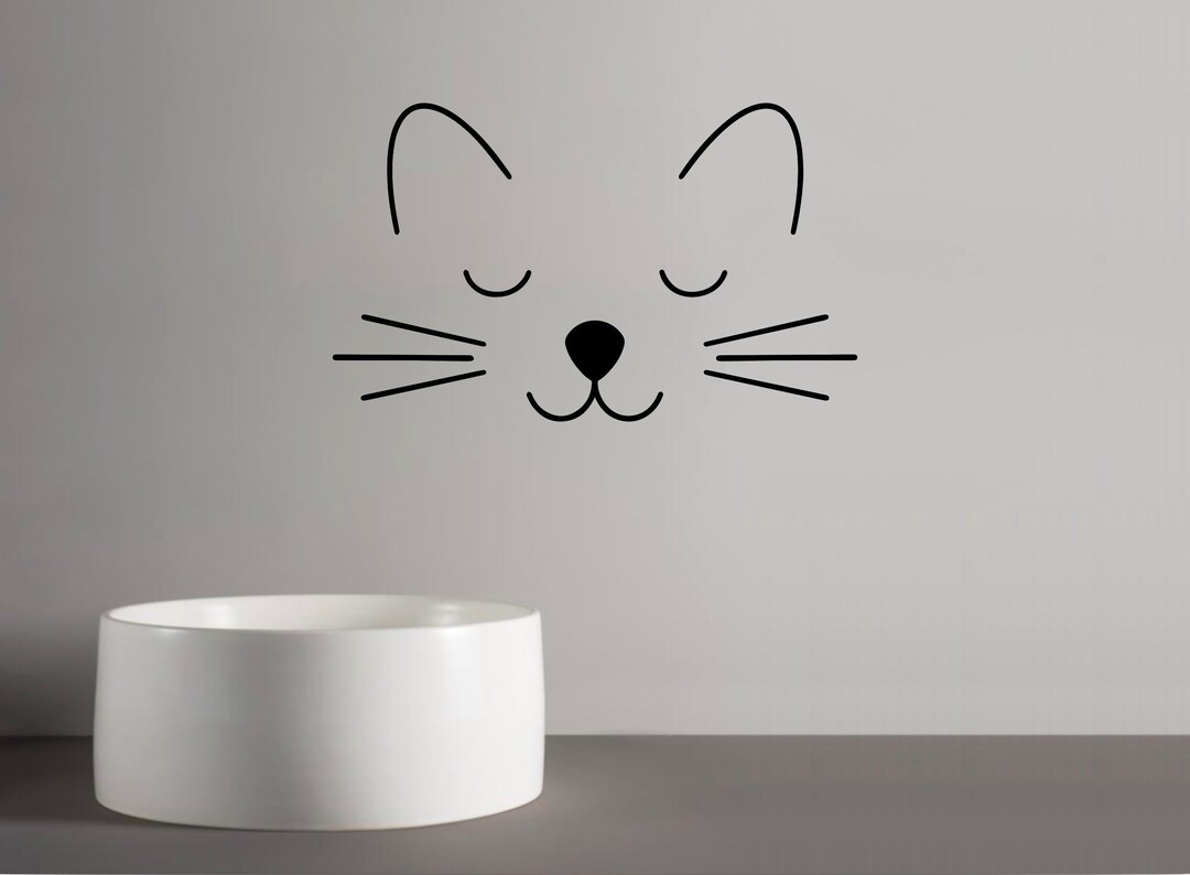 Cute Cat Wall Decal, Pet Vinyl Sticker, Modern Mural Art Decoration ...