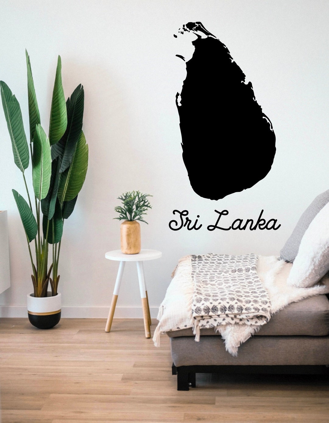 Sri Lanka Map Wall Decal, Country Large Vinyl Sticker, Modern Mural Art ...