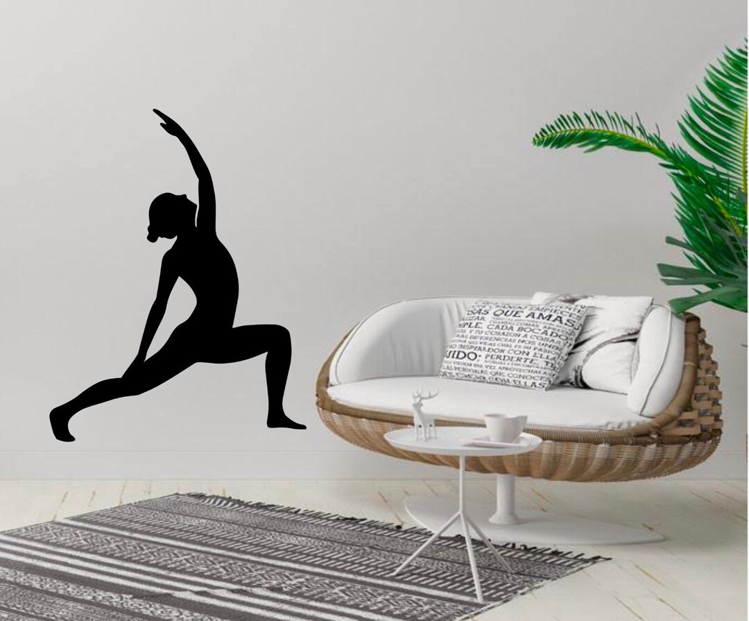 Yoga Pose Wall Decal, Silhouette Large Vinyl Sticker, Mural Art ...