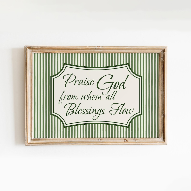Praise God From Whom All Blessings Flow Scripture Print, Sage Green ...