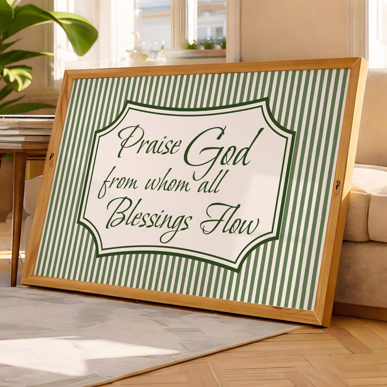 Praise God From Whom All Blessings Flow Scripture Print, Sage Green ...