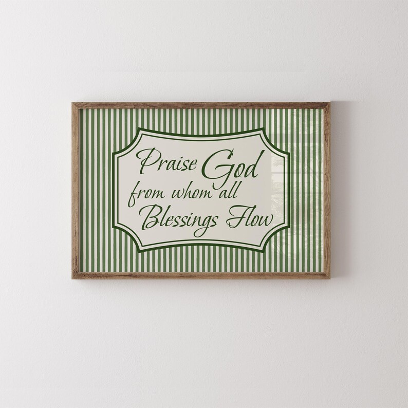 Praise God From Whom All Blessings Flow Scripture Print, Sage Green ...