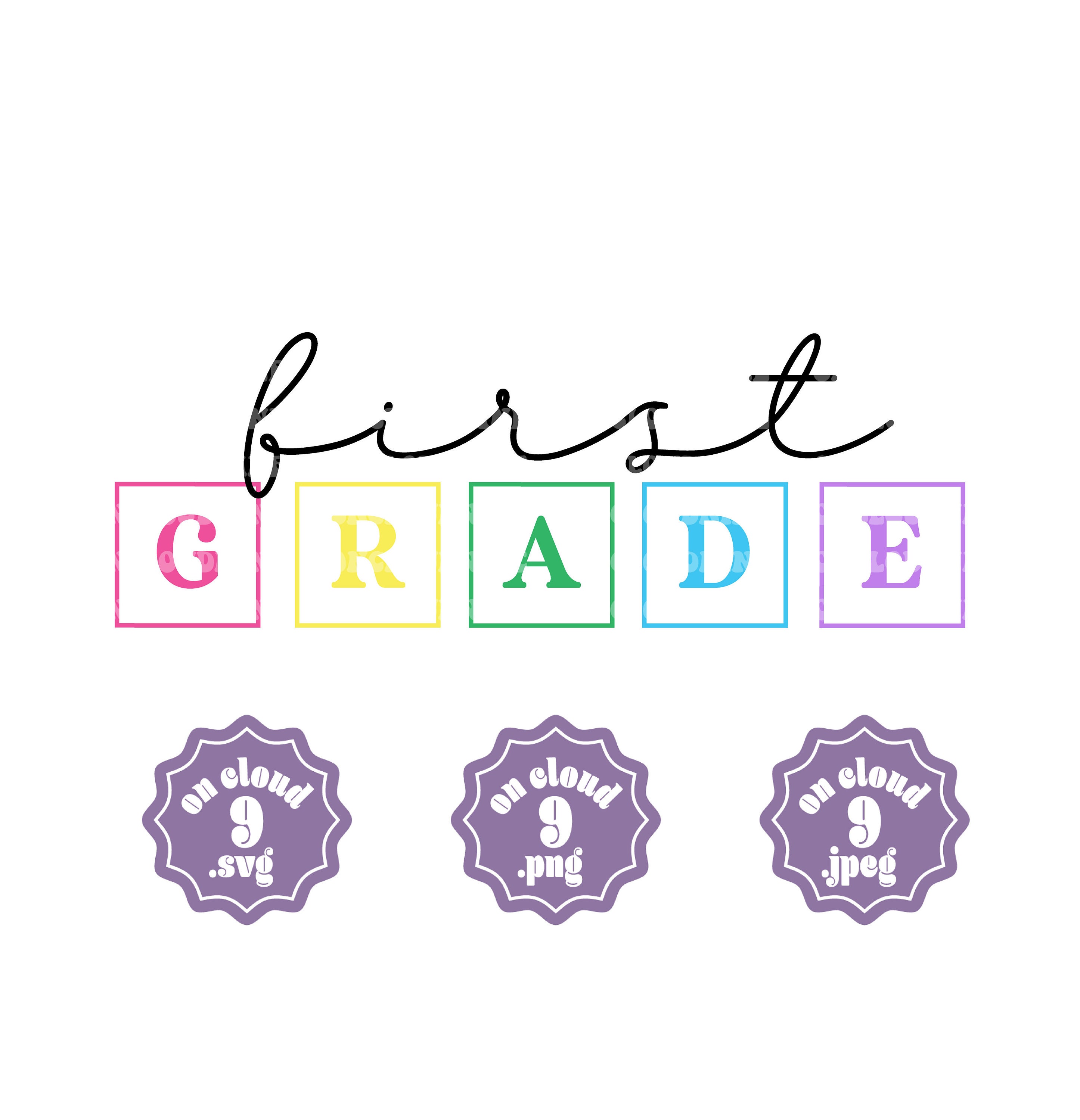 First Grade Svg, Cut Files Svg, School Gifts, Back to School Svg, Retro ...
