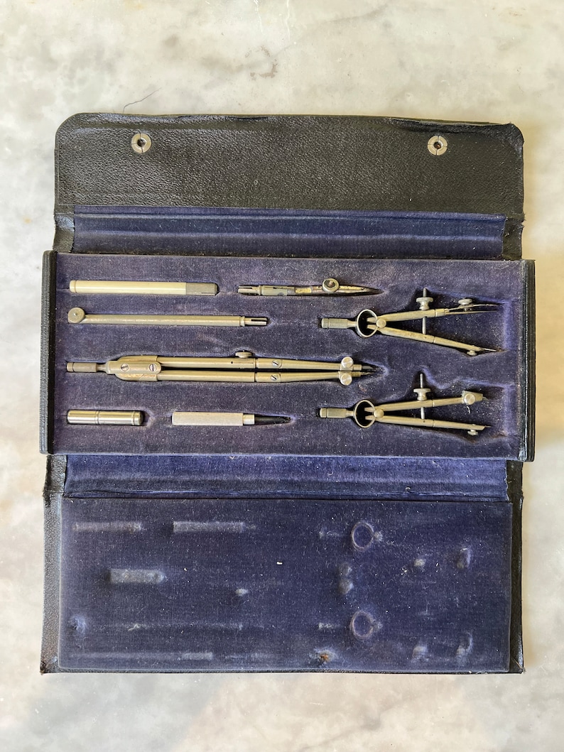 Vintage Geometry and Technical Drawing Set in Original Leather Case - Etsy