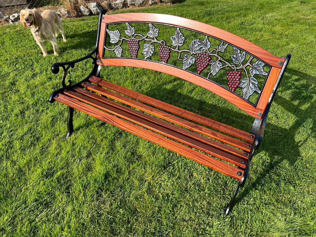 Antique Victorian Hand Painted Cast Iron and Mahogany Garden Bench - Etsy
