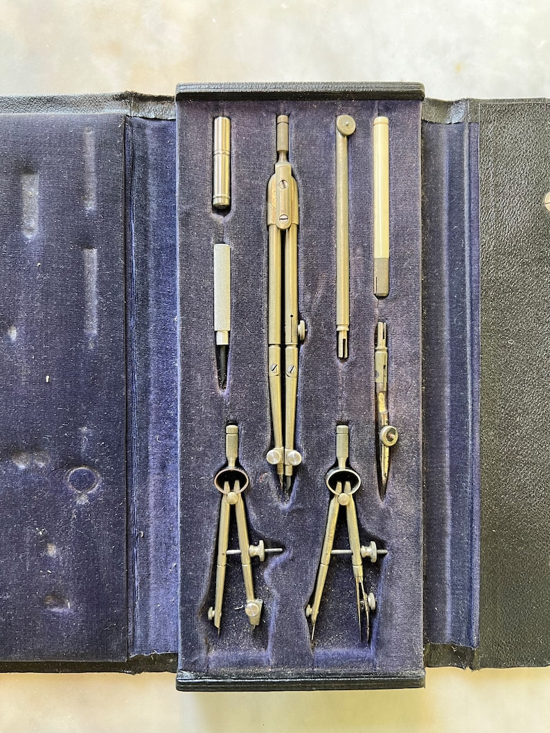 Vintage Geometry and Technical Drawing Set in Original Leather Case - Etsy