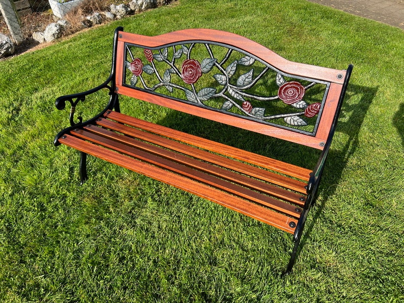 Antique Victorian Hand Painted Cast Iron and Mahogany Garden Bench - Etsy
