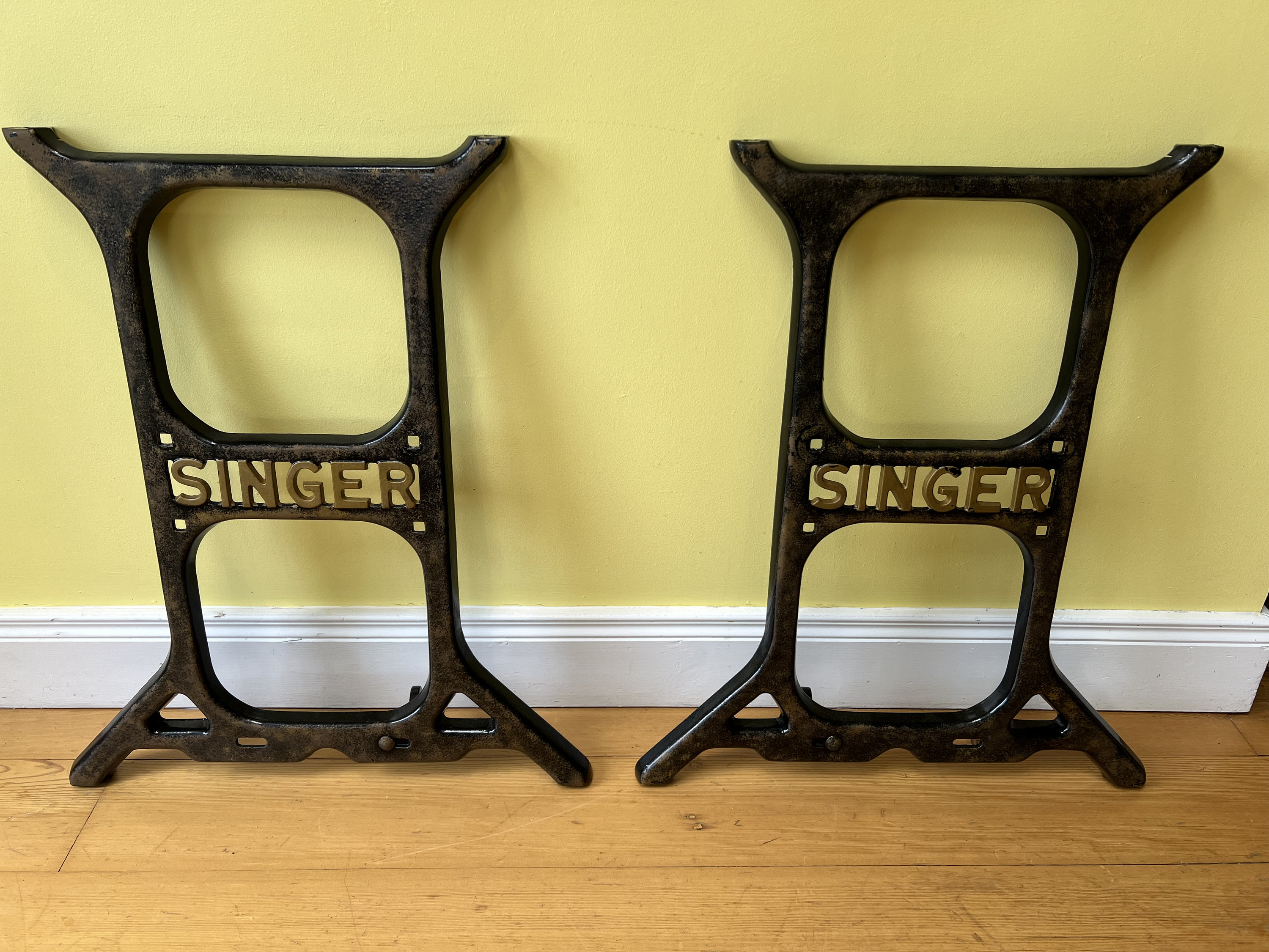Pair of Rare and Unusual Antique Victorian Cast Iron Hand Decorated ...