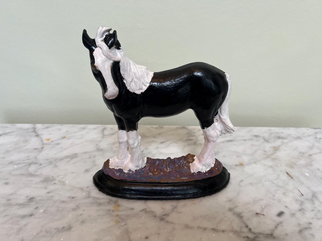 Antique Hand Painted Cast Iron Shire Horse Doorstop - Etsy