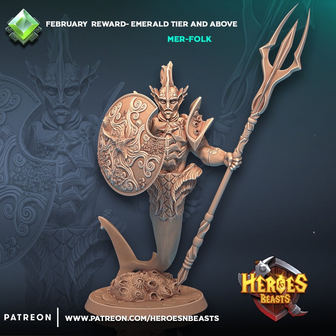 Triton Mer-folk Bard Fighter Barbarian Fantasy Aos War Games Role ...