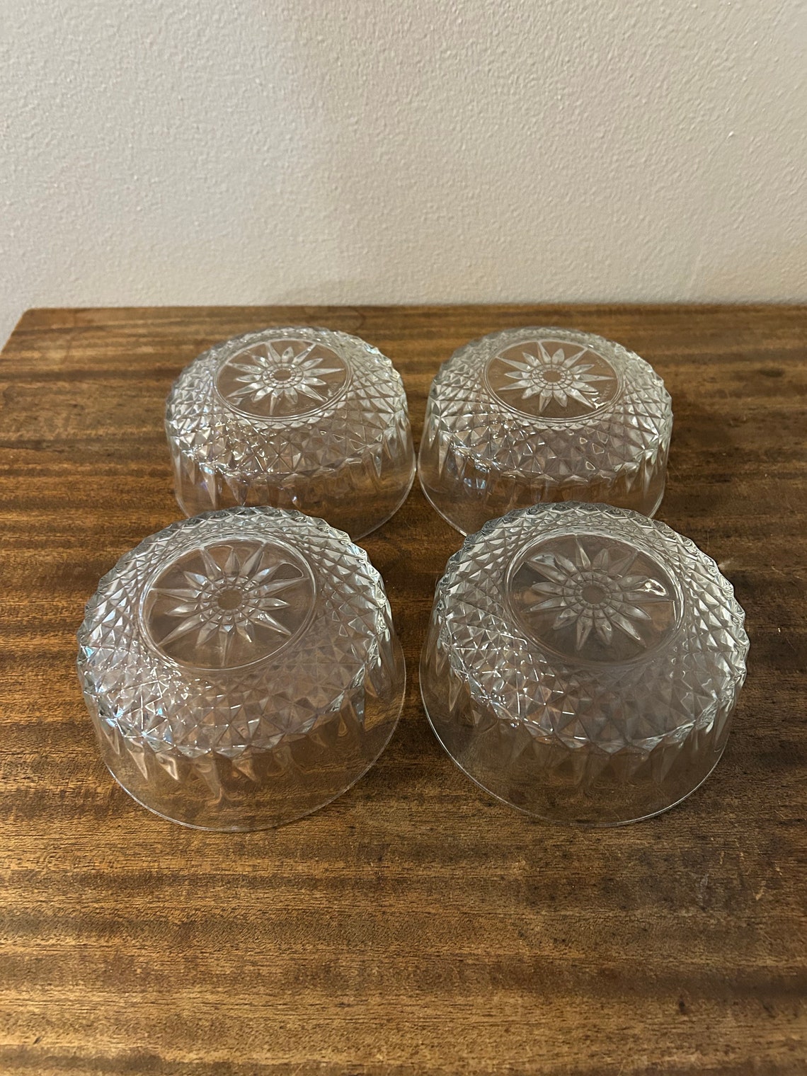 Vintage Arcoroc 5” Clear Glass Diamant Pattern Dinner Bowls Durable ...