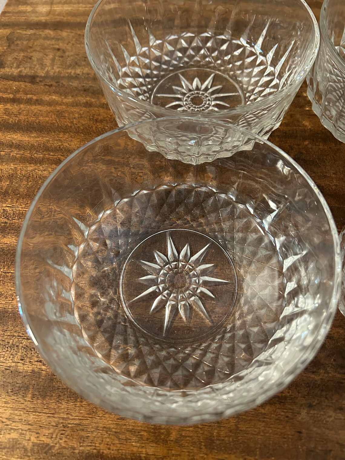 Vintage Arcoroc 5” Clear Glass Diamant Pattern Dinner Bowls Durable ...