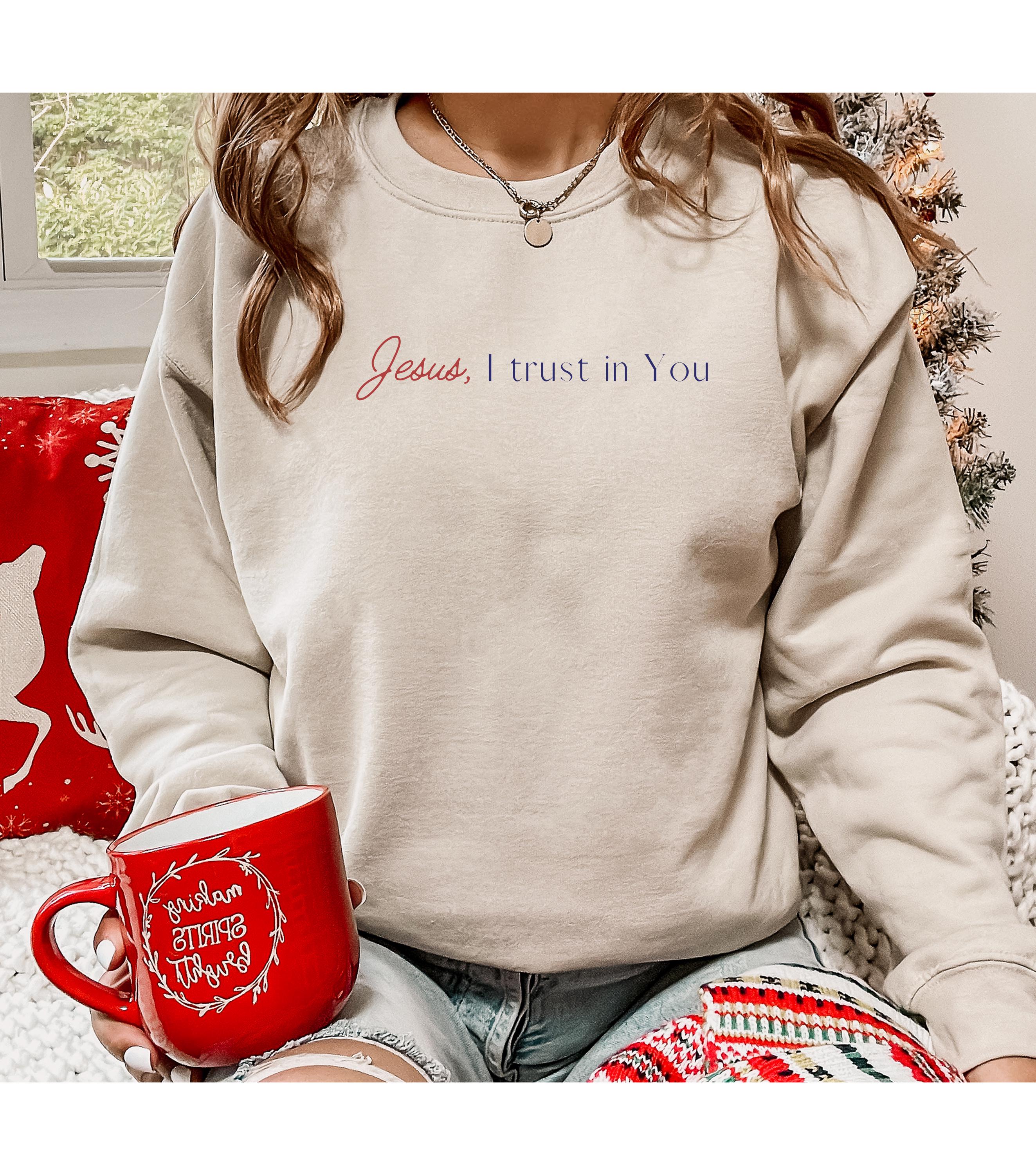 Divine Mercy Minimalist Catholic Crewneck Sweatshirt Jesus I Trust in ...