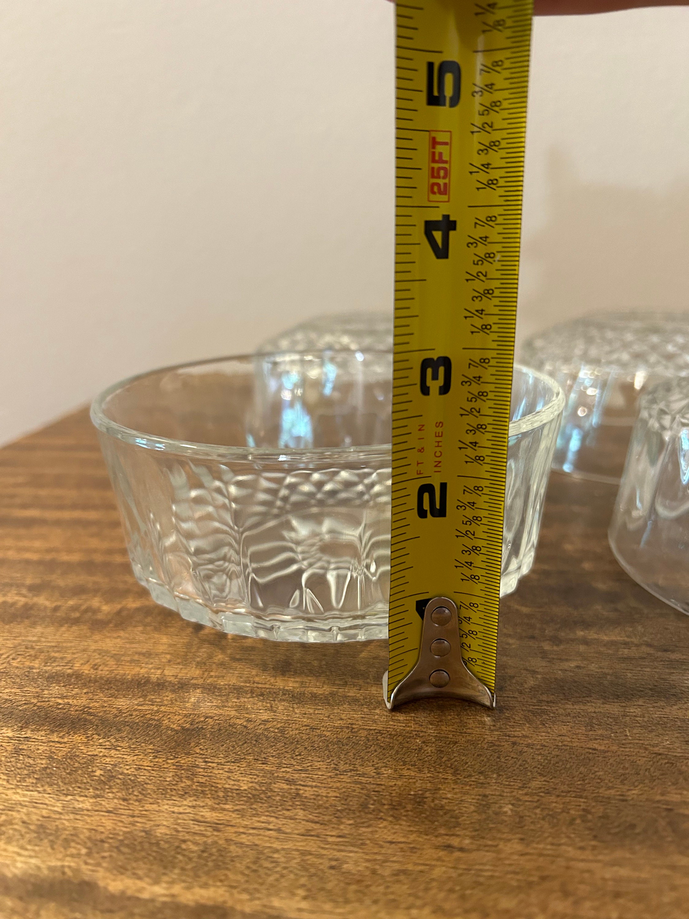 Vintage Arcoroc 5” Clear Glass Diamant Pattern Dinner Bowls Durable ...