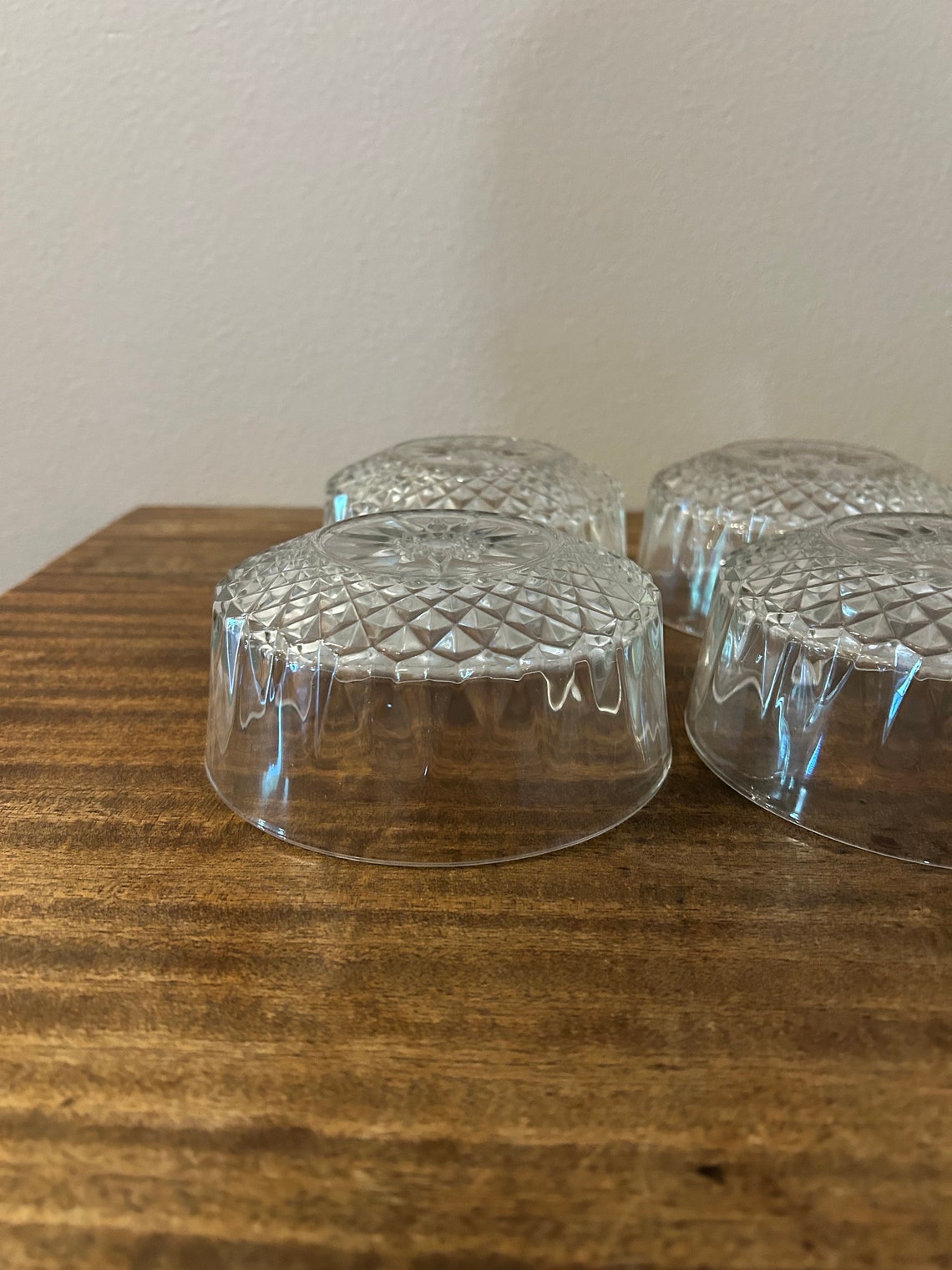 Vintage Arcoroc 5” Clear Glass Diamant Pattern Dinner Bowls Durable ...