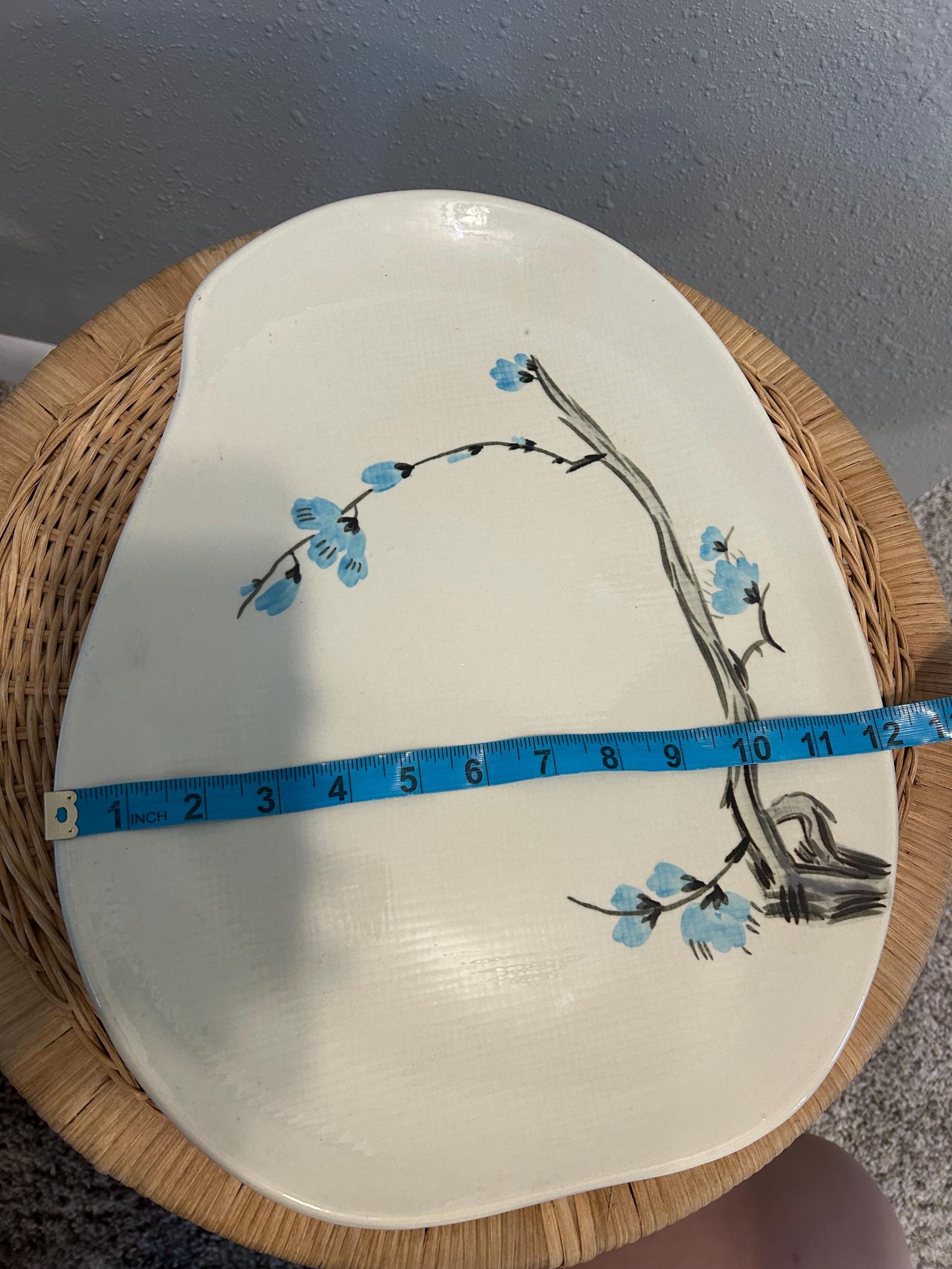 MCM Red Wing Pottery Platter: Hand-painted Driftwood Pattern, Blue ...