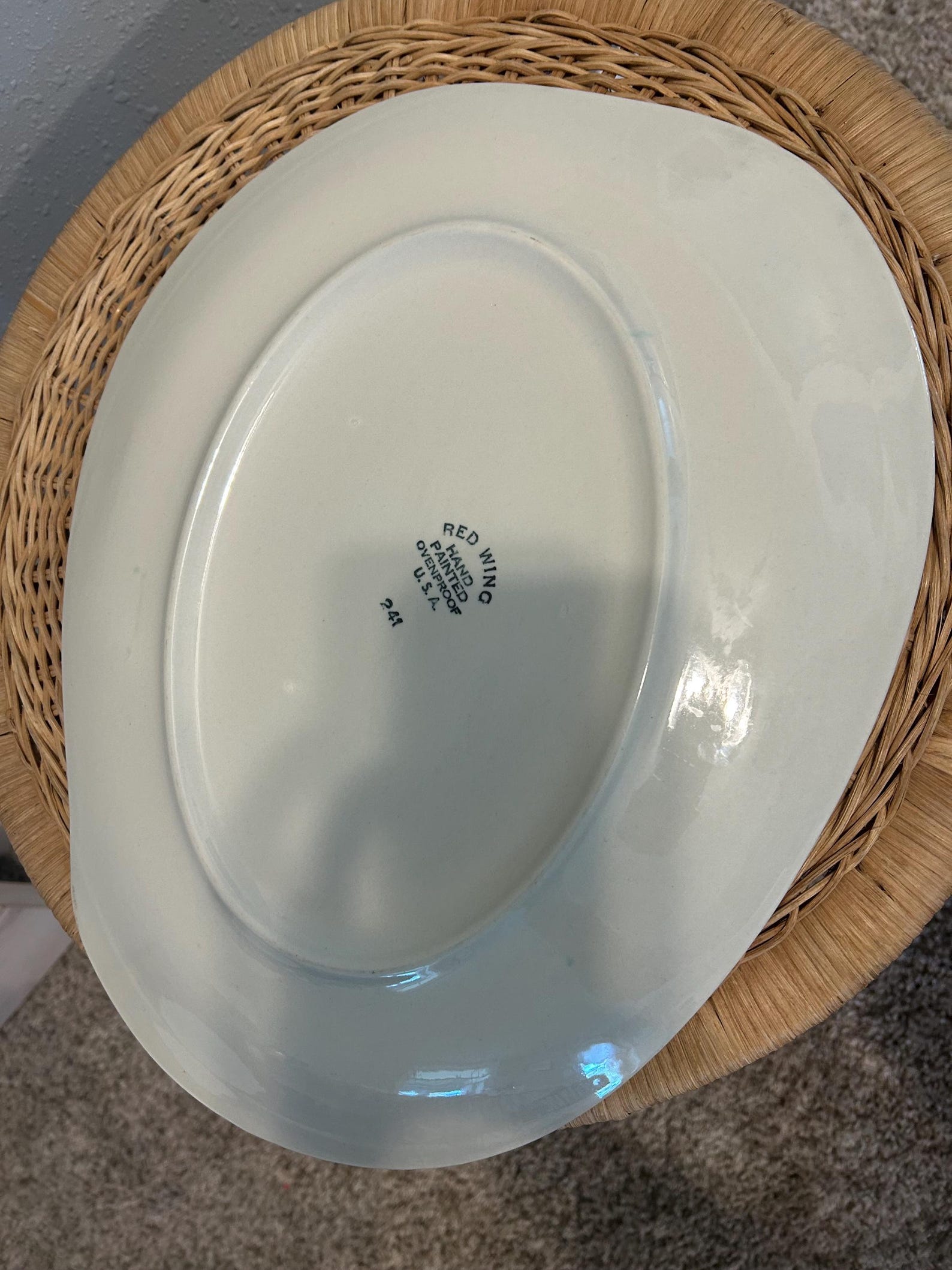 MCM Red Wing Pottery Platter: Hand-painted Driftwood Pattern, Blue ...