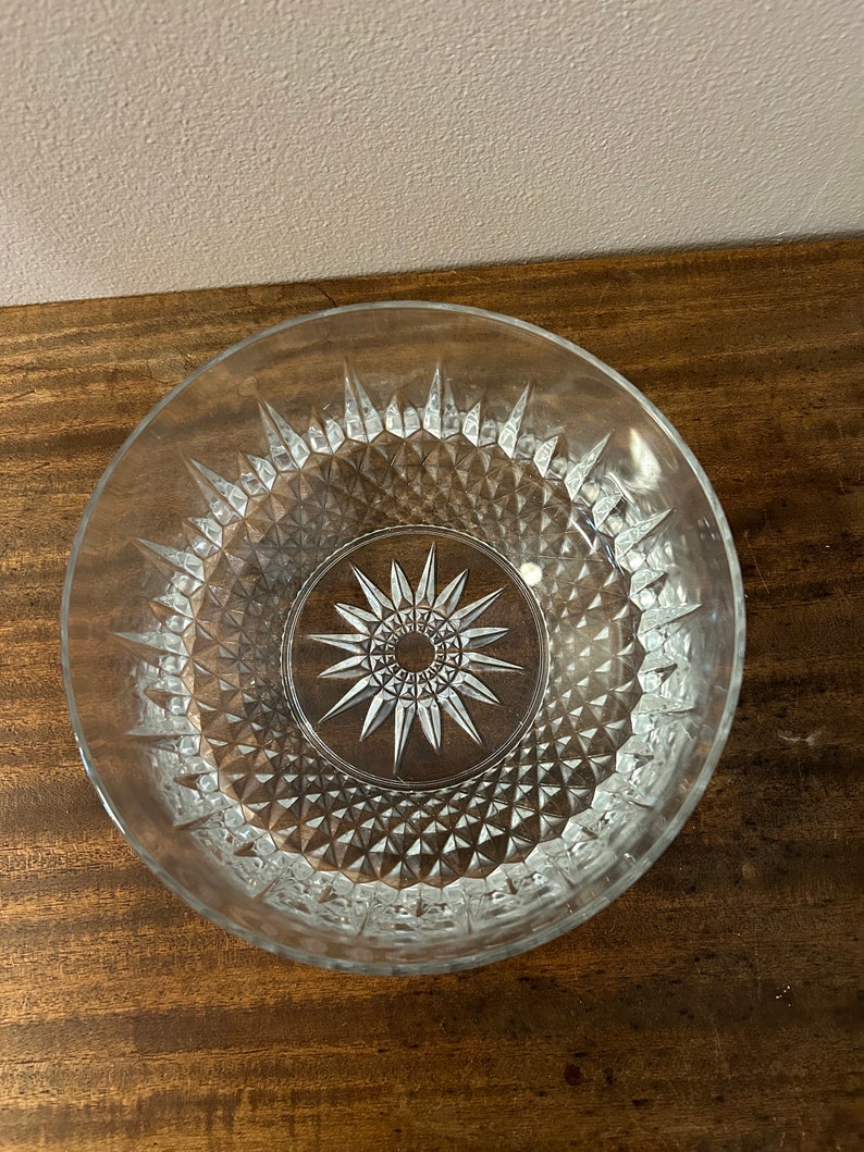 Vintage Arocroc France Clear Glass Diamant Sunburst Pattern Serving ...