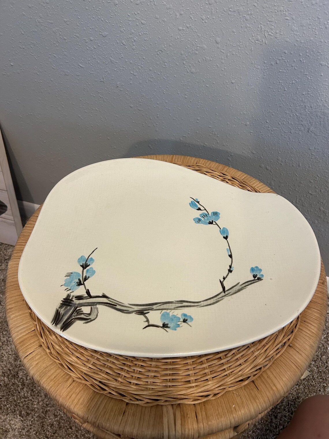 MCM Red Wing Pottery Platter: Hand-painted Driftwood Pattern, Blue ...