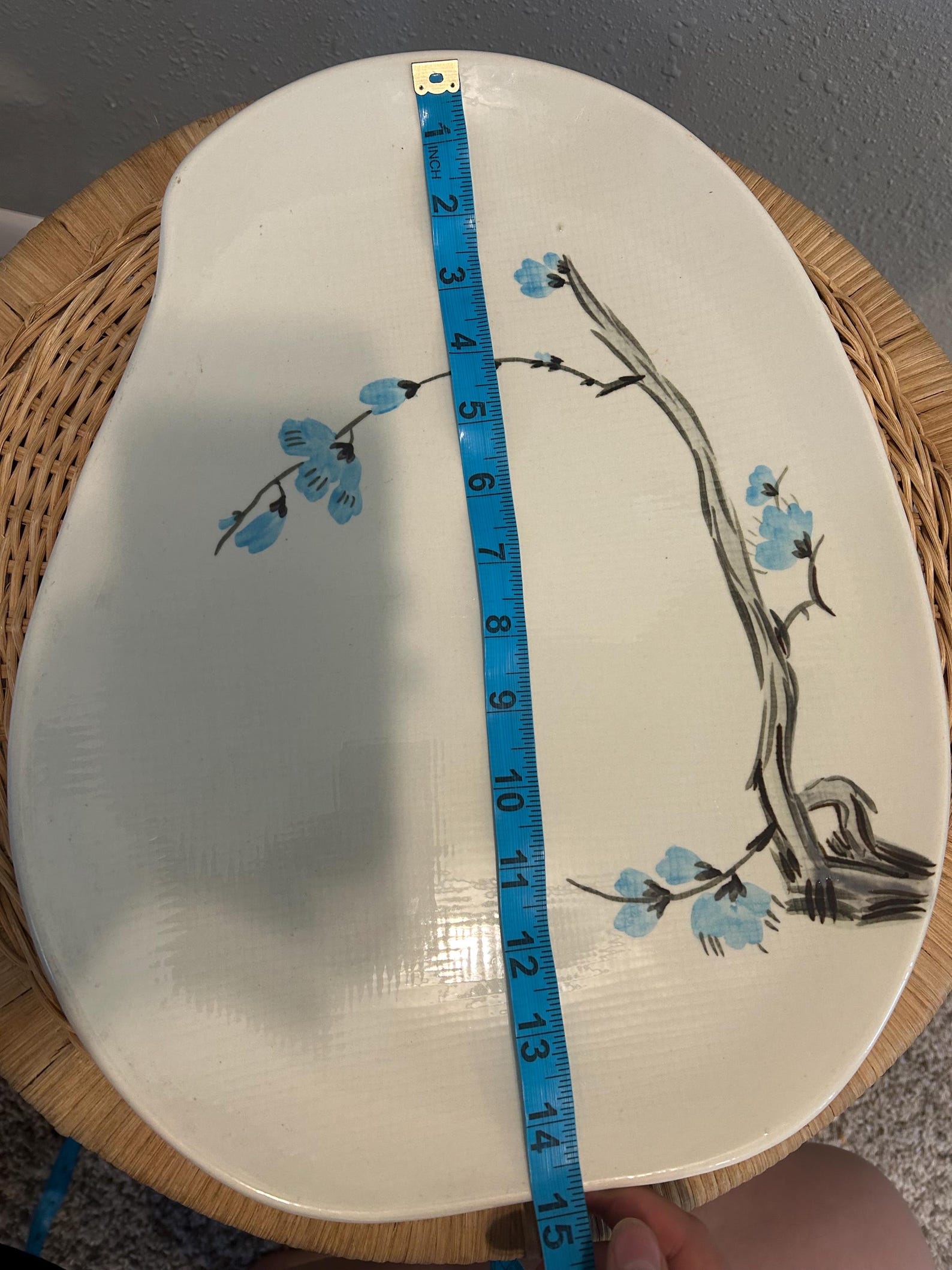 MCM Red Wing Pottery Platter: Hand-painted Driftwood Pattern, Blue ...