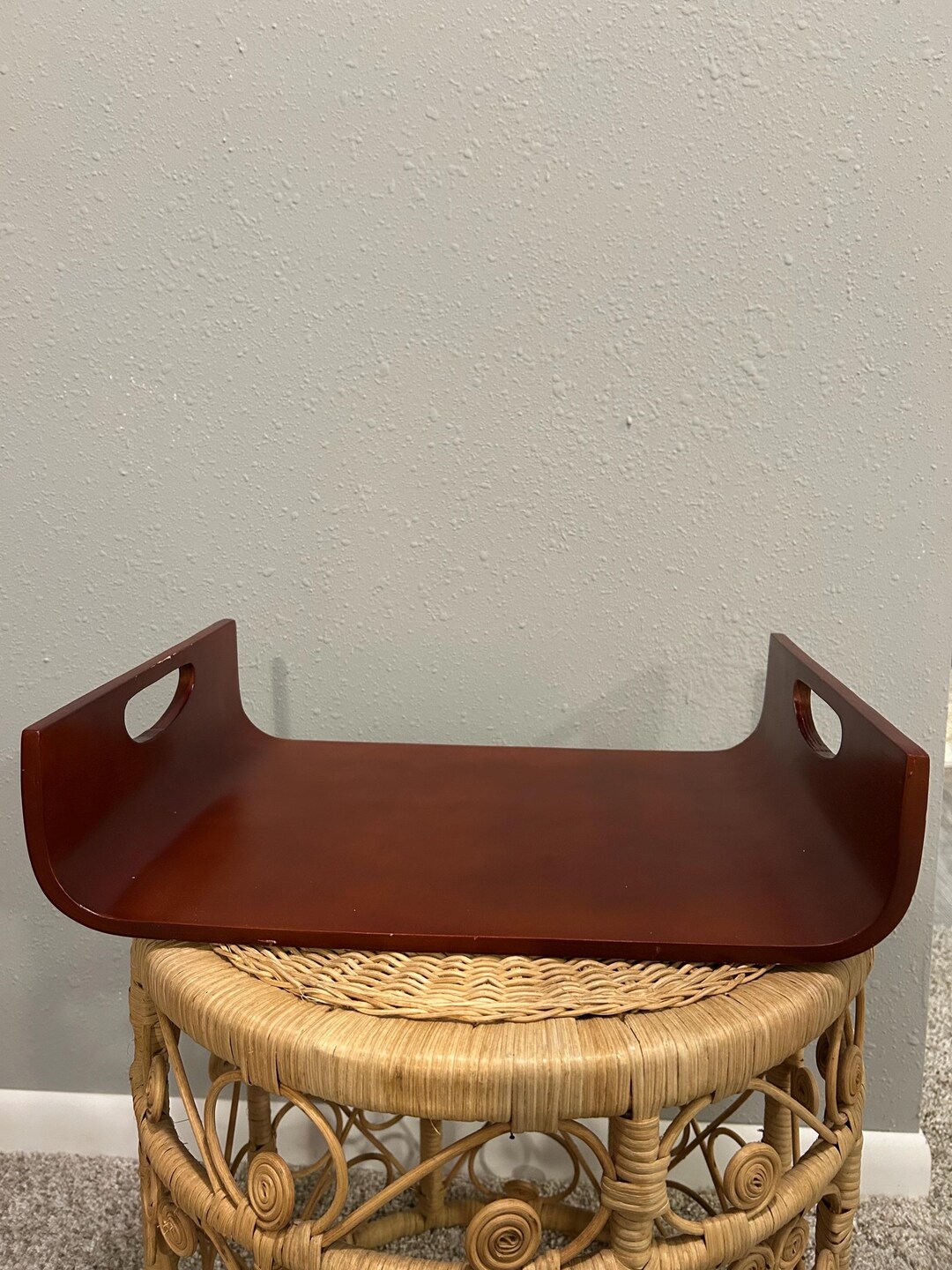 MCM Mahogany Sleigh Tray: Bent Wood Barware With Handles - Etsy