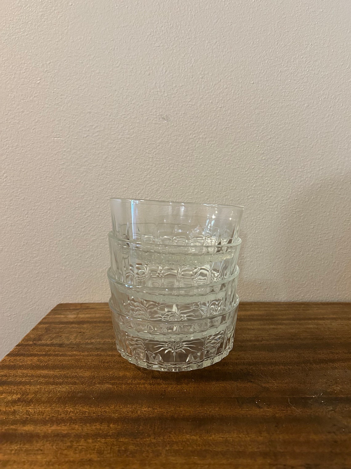 Vintage Arcoroc 5” Clear Glass Diamant Pattern Dinner Bowls Durable ...