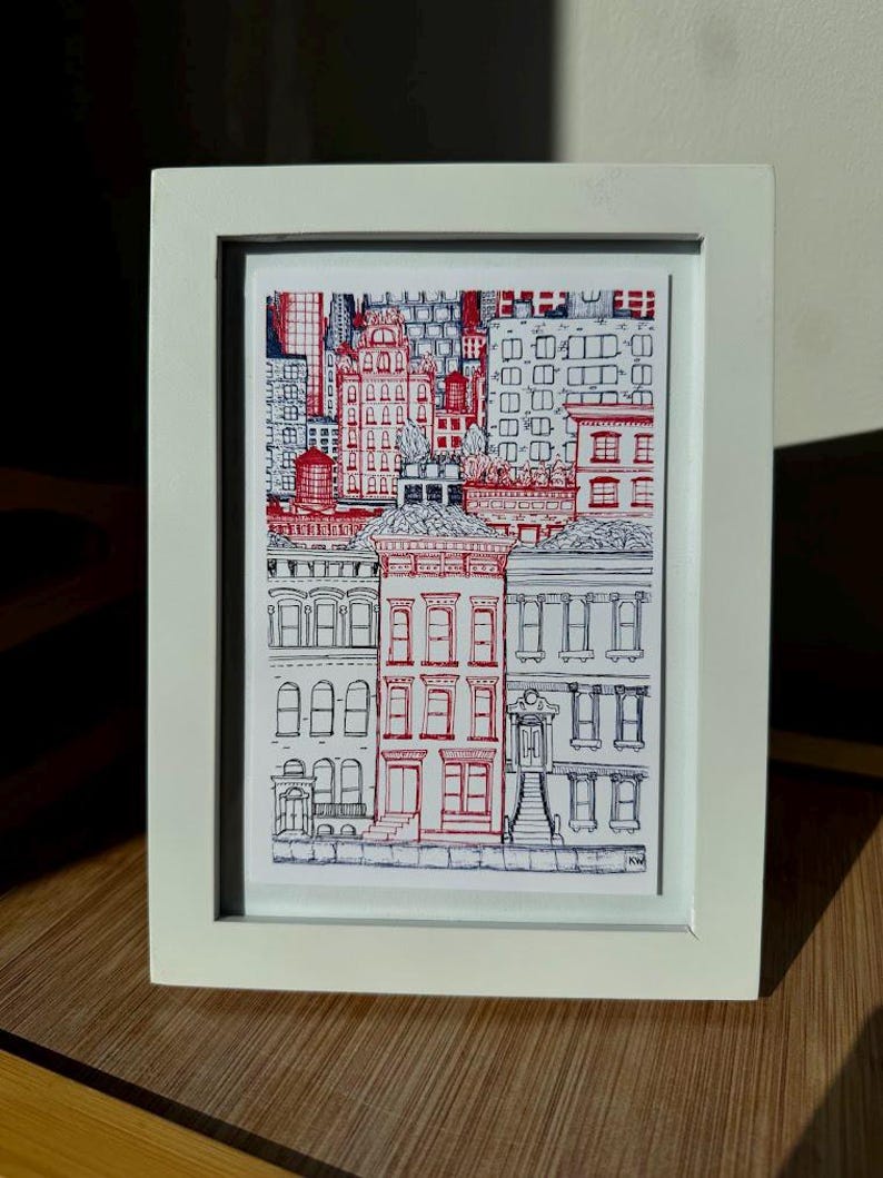 New York City Mini Art Print, 4x6 Artwork Home and Wall Decor ...