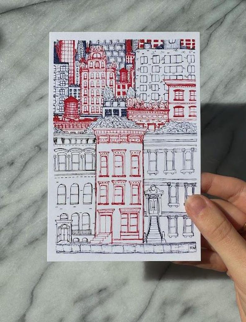 New York City Mini Art Print, 4x6 Artwork Home and Wall Decor ...