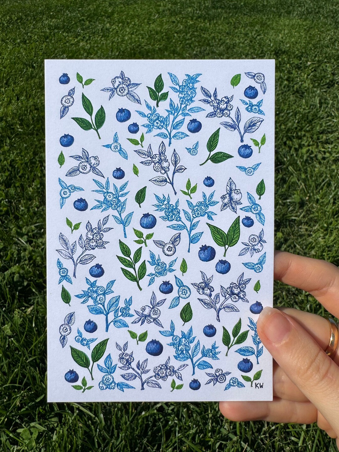 Blueberries Mini Art Print, 4x6 Artwork - Home and Wall Decor ...