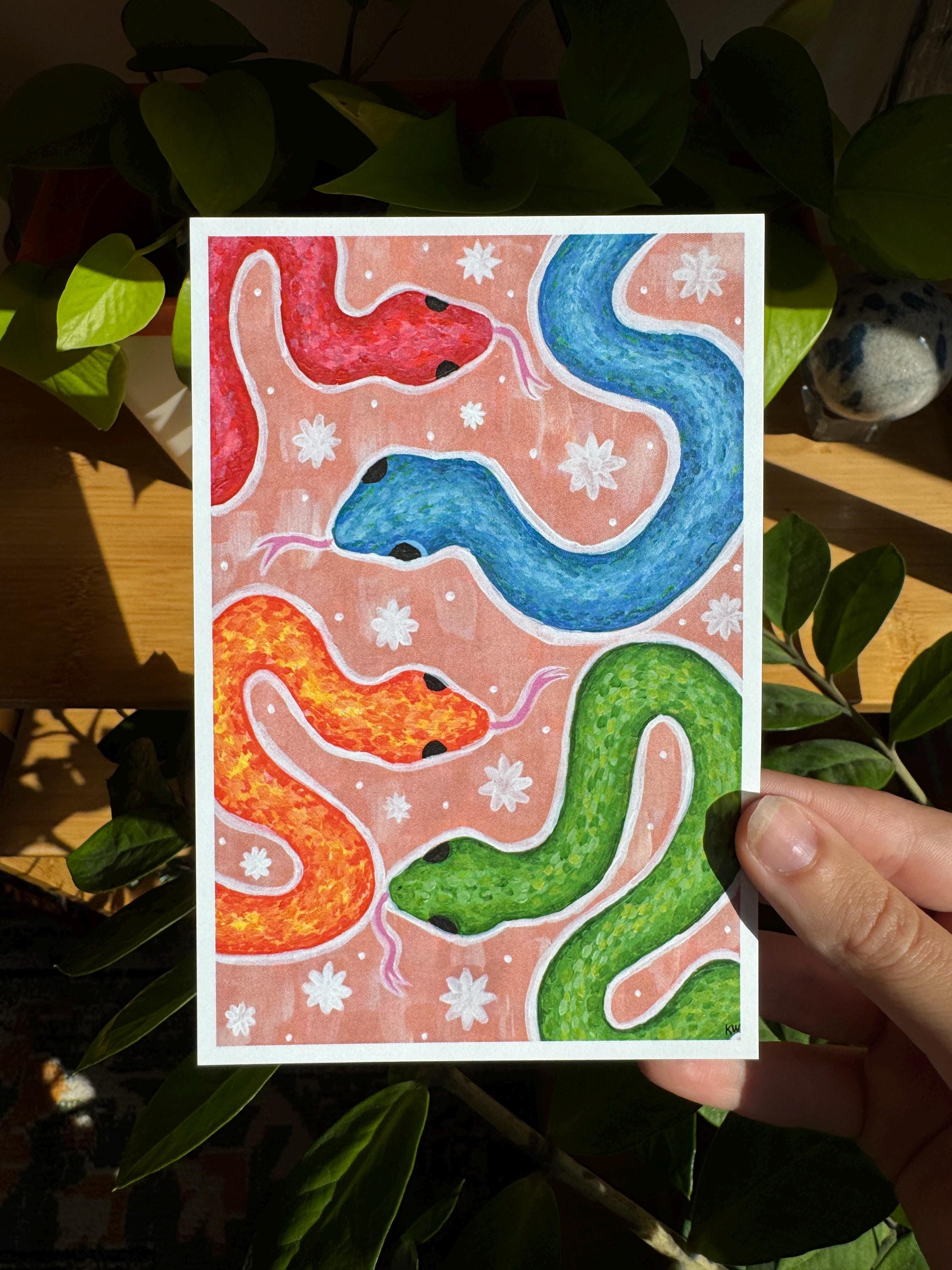 Slithering Snakes Art Print - 4x6 Inch Home and Wall Decor - Etsy