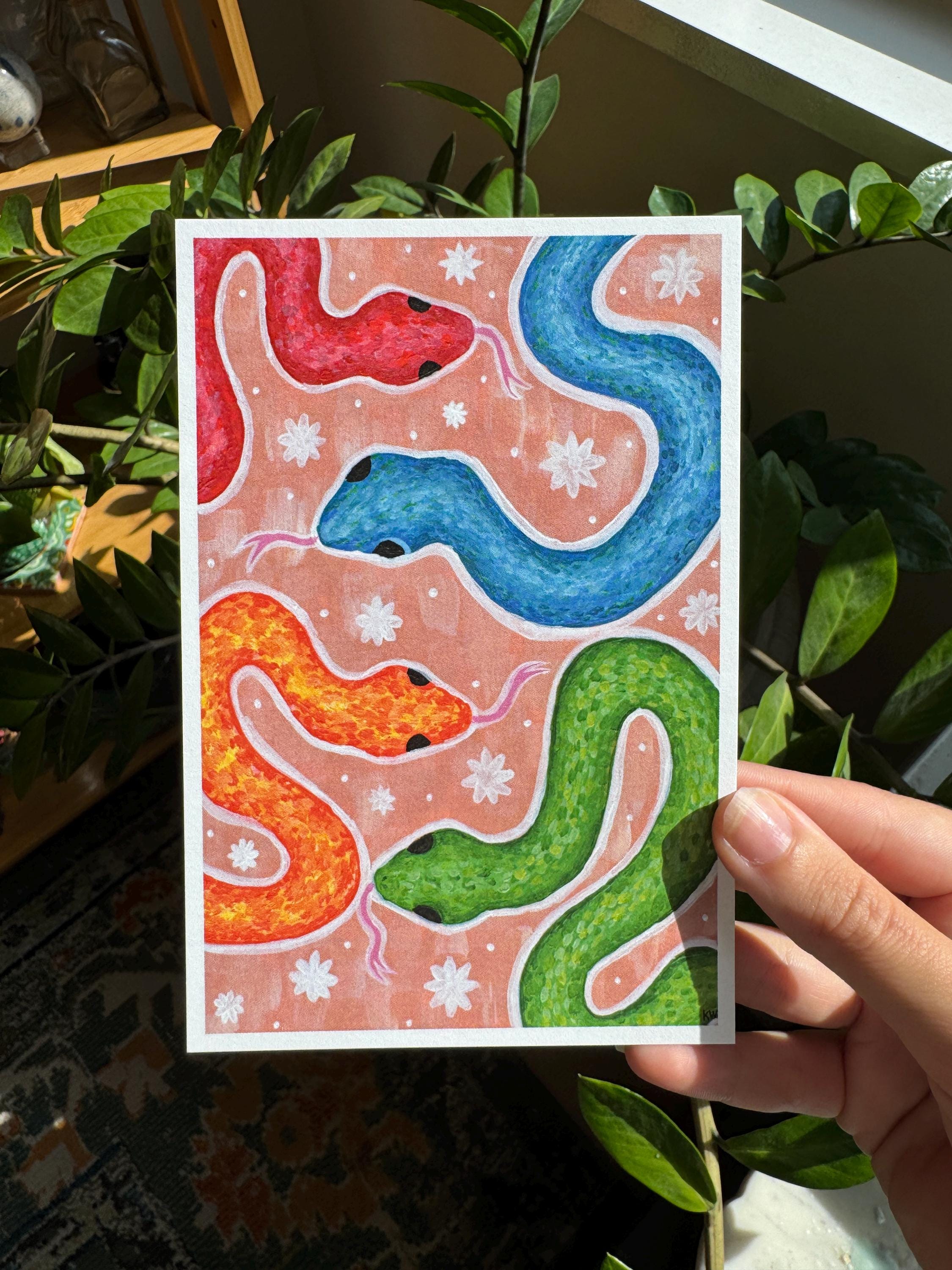 Slithering Snakes Art Print - 4x6 Inch Home and Wall Decor - Etsy