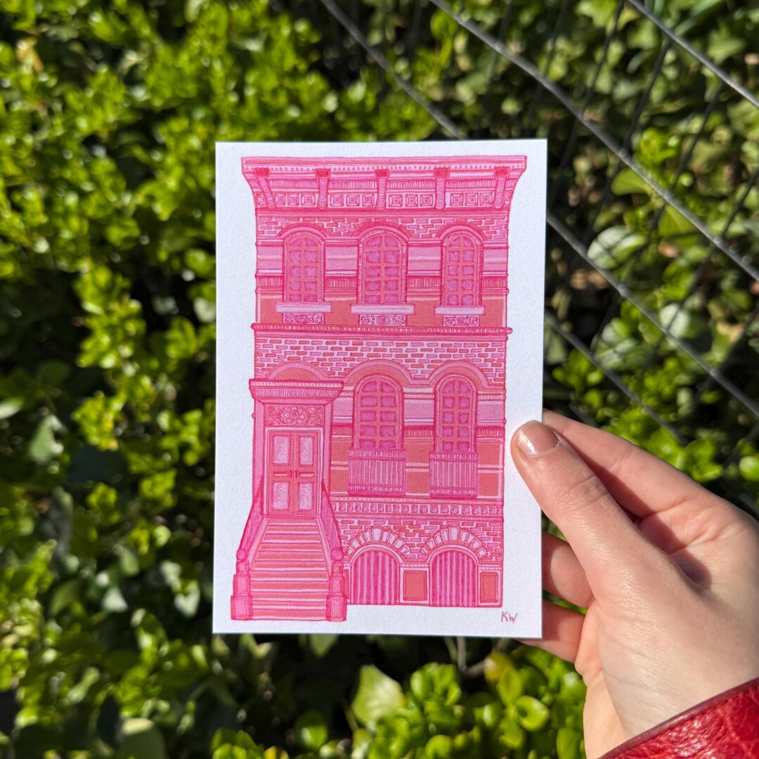 NYC Brownstone Art Print | 4x6 Hand-drawn New York City Architecture ...