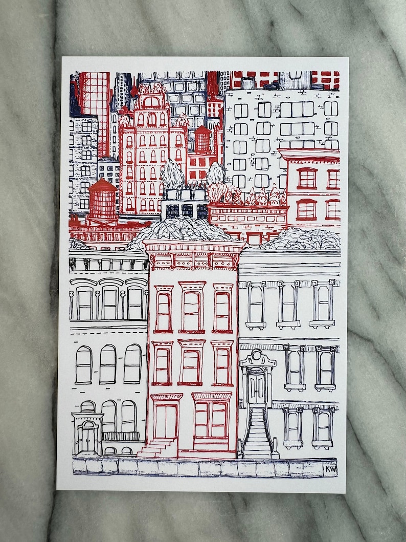 New York City Mini Art Print, 4x6 Artwork Home and Wall Decor ...