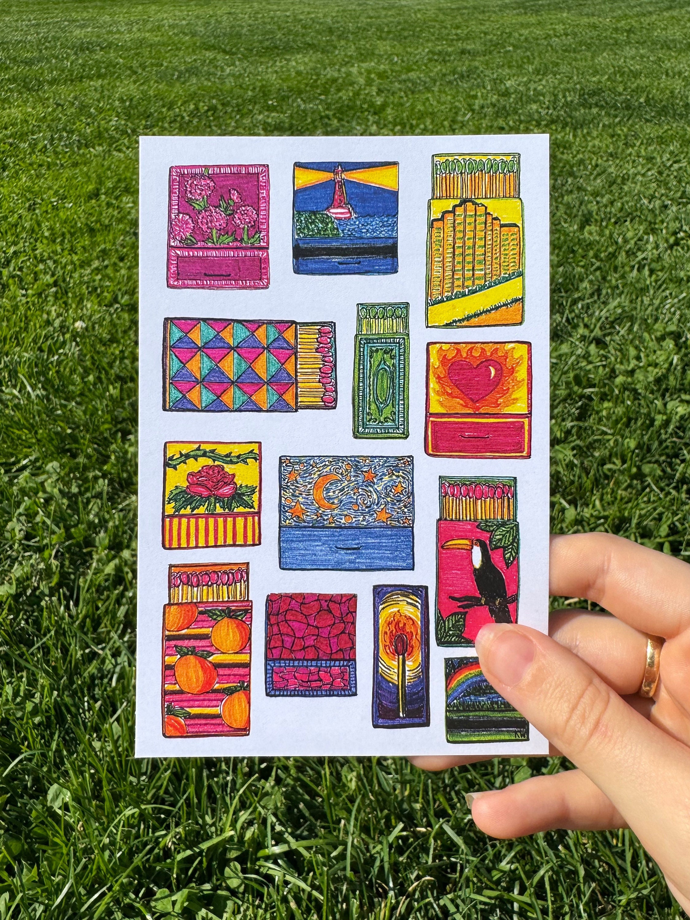 Matchbox Collage Mini Art Print, 4x6 Artwork Home and Wall Decor ...