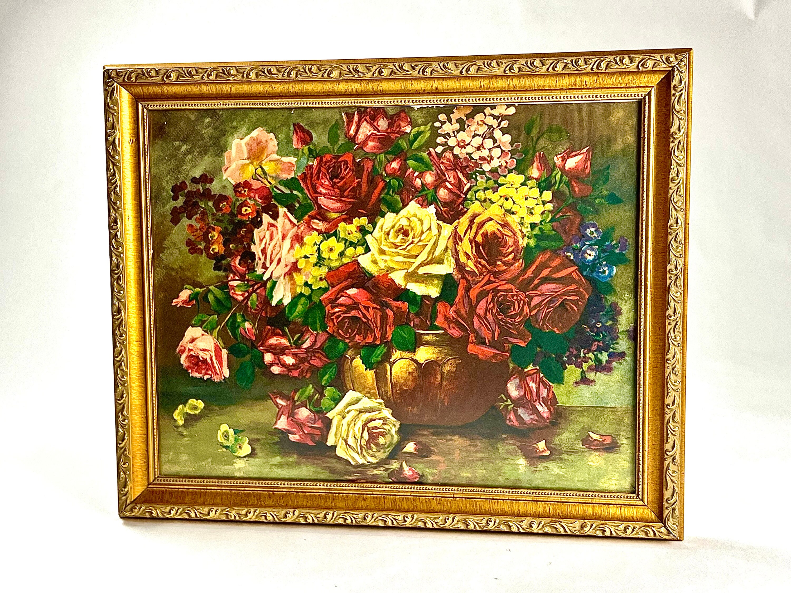 Vintage Gold Frame With Floral Art Print - Etsy