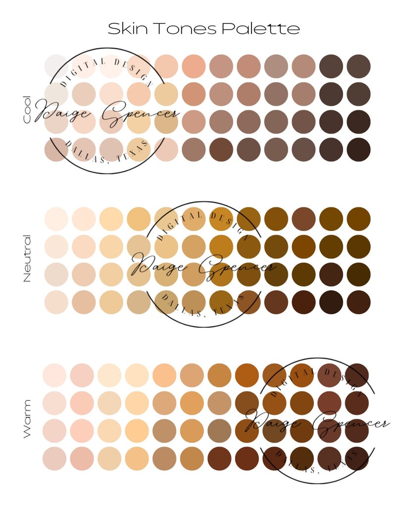 Skin Tone Palatte- 144 Colors WITH Color Numbers - Etsy