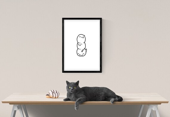Stack of Cats Illustration Digital Download Minimalistic | Etsy