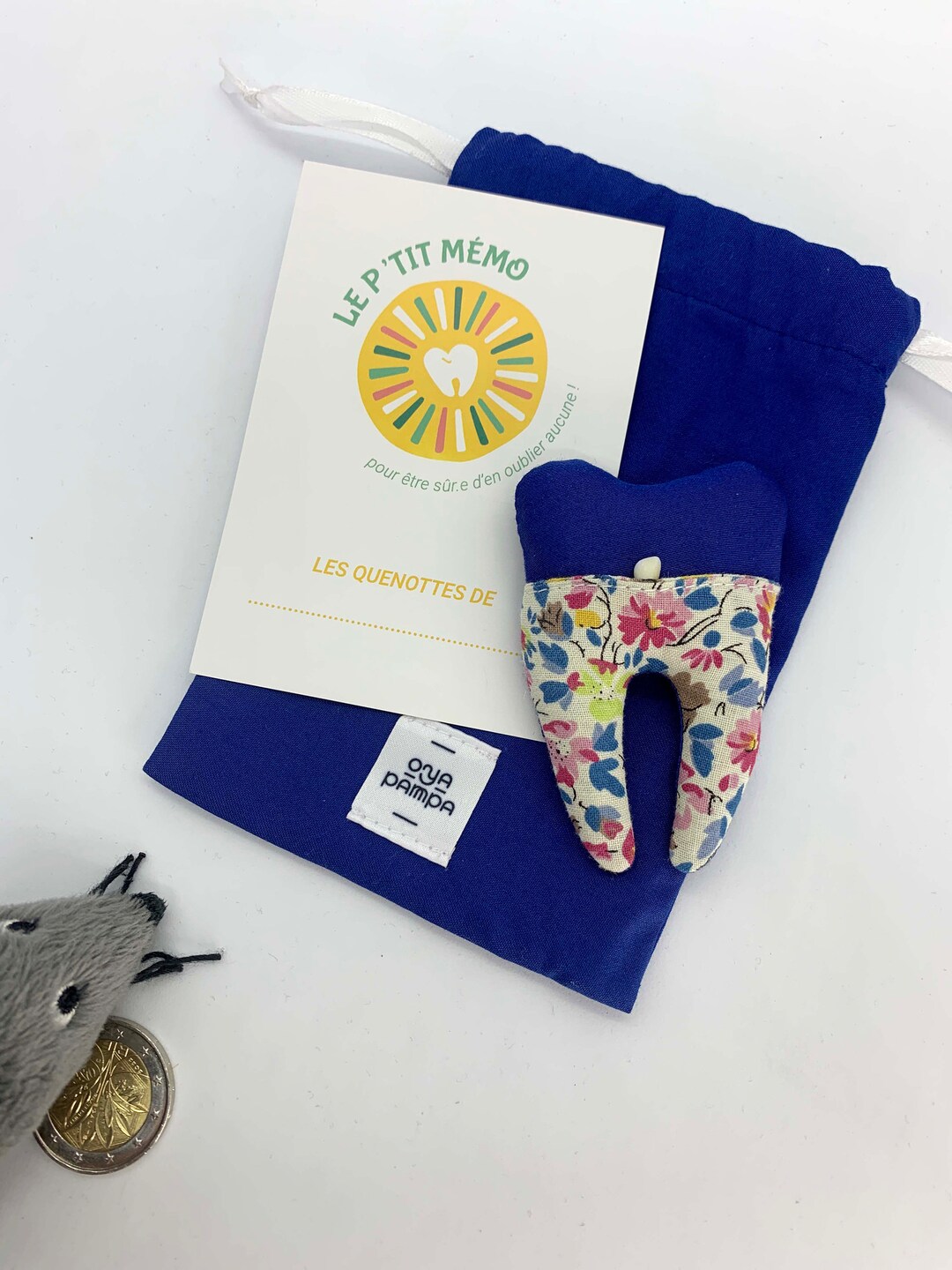 Blue Flowered Milk Tooth Cushion Tooth Box for the Little Mouse's Visit ...