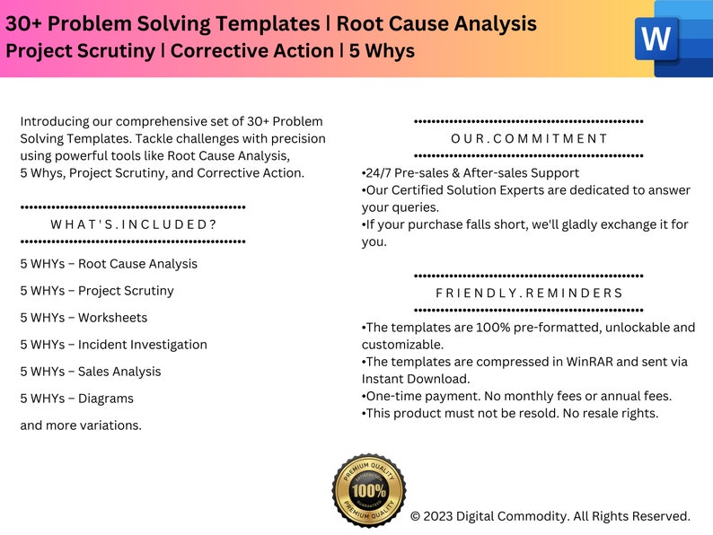 30+ Problem Solving Templates ǀ Root Cause Analysis ǀ 5 Whys ǀ Project ...