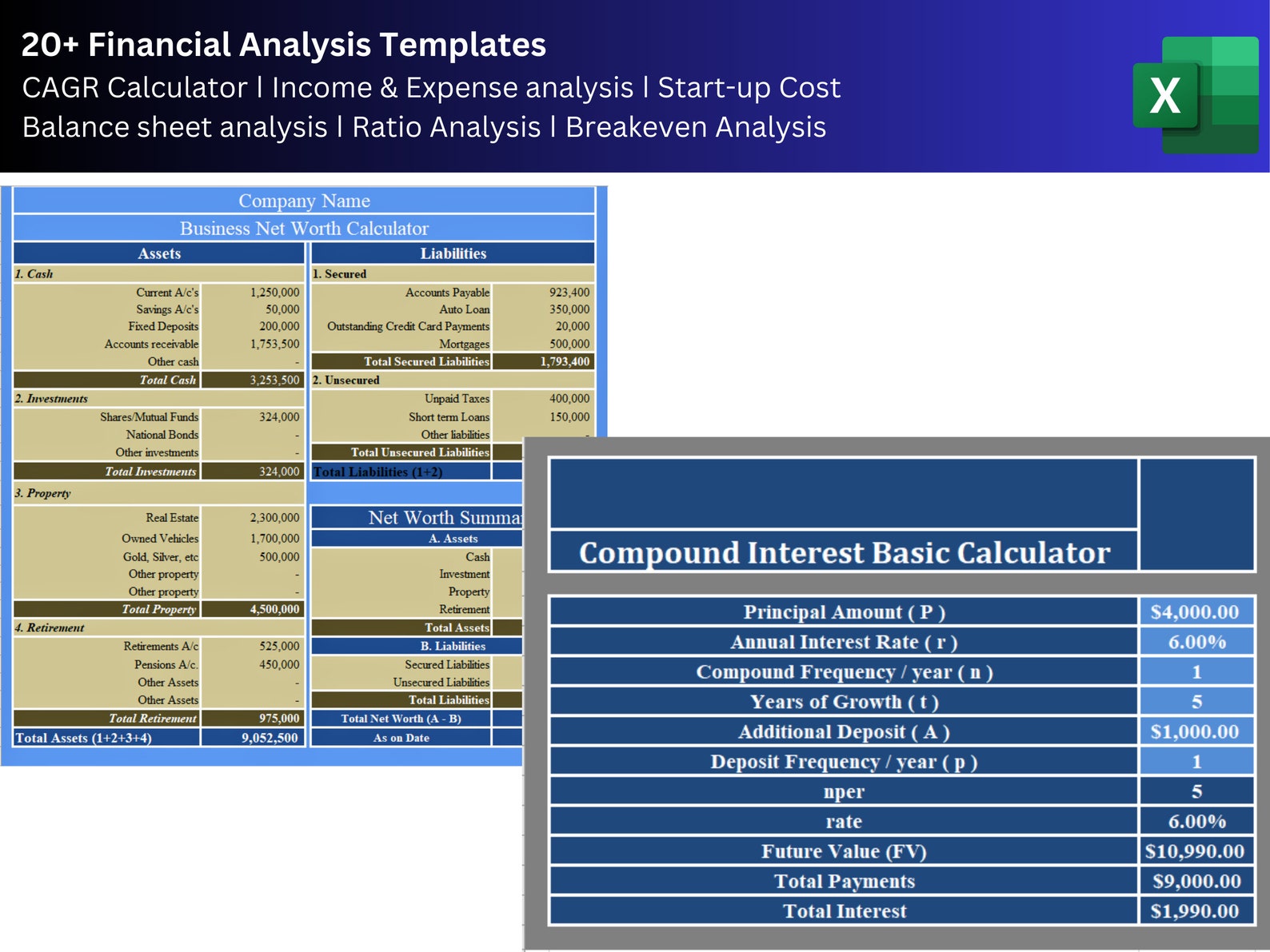 20+ Financial Analysis Templates: CAGR Calculator ǀ Income Expense ...
