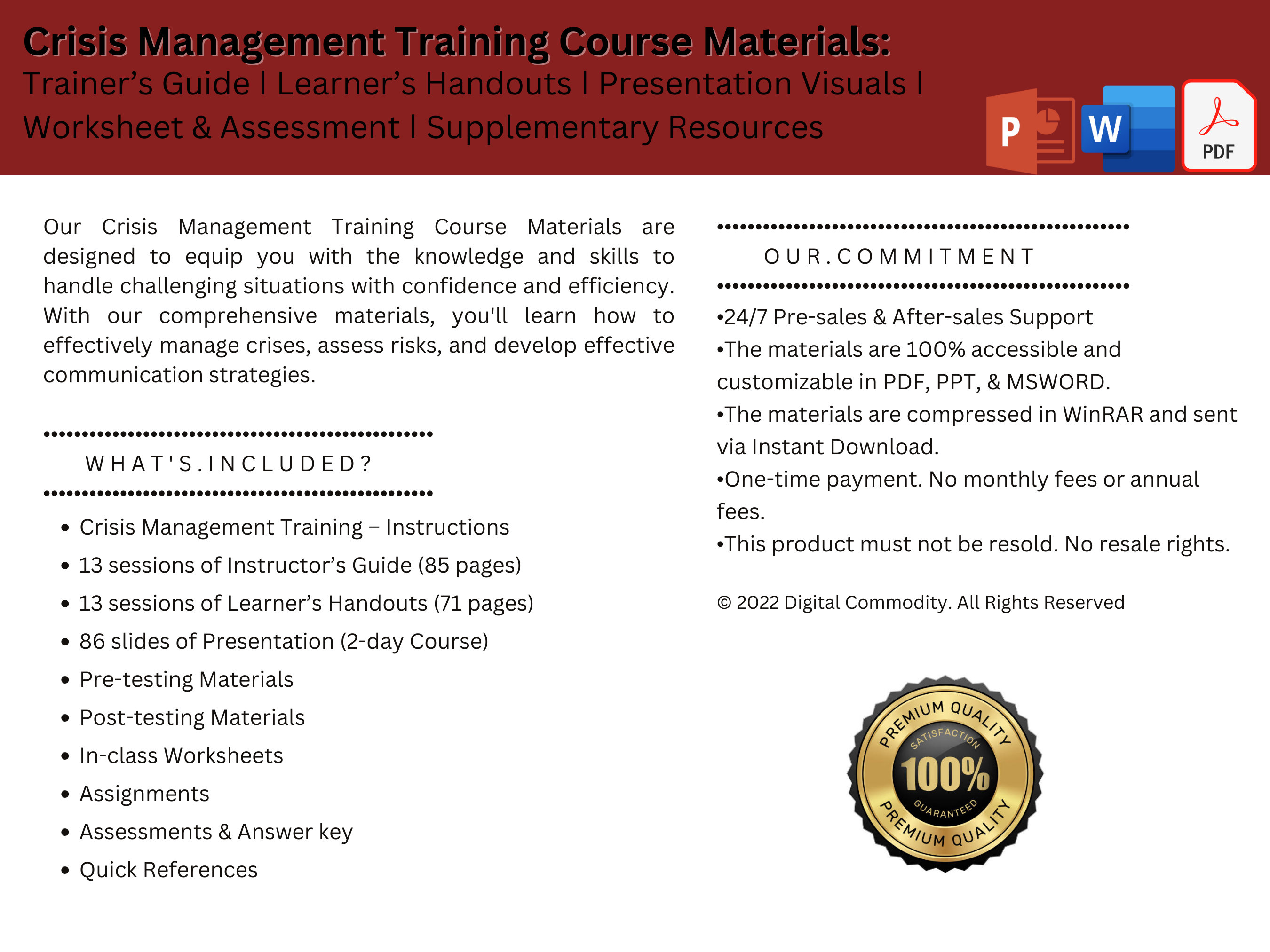 Crisis Management Training Course Materials: Trainer’s Guide ǀ Learner ...