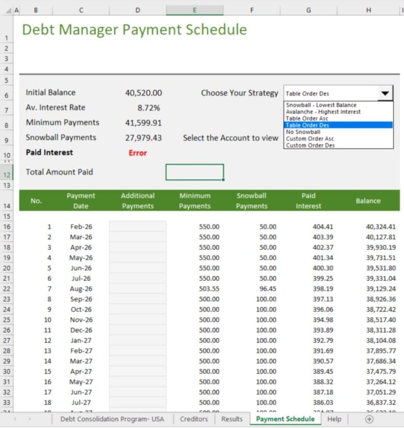 Ultimate Debt Relief Program Directory | Debt Manager Spreadsheet ...