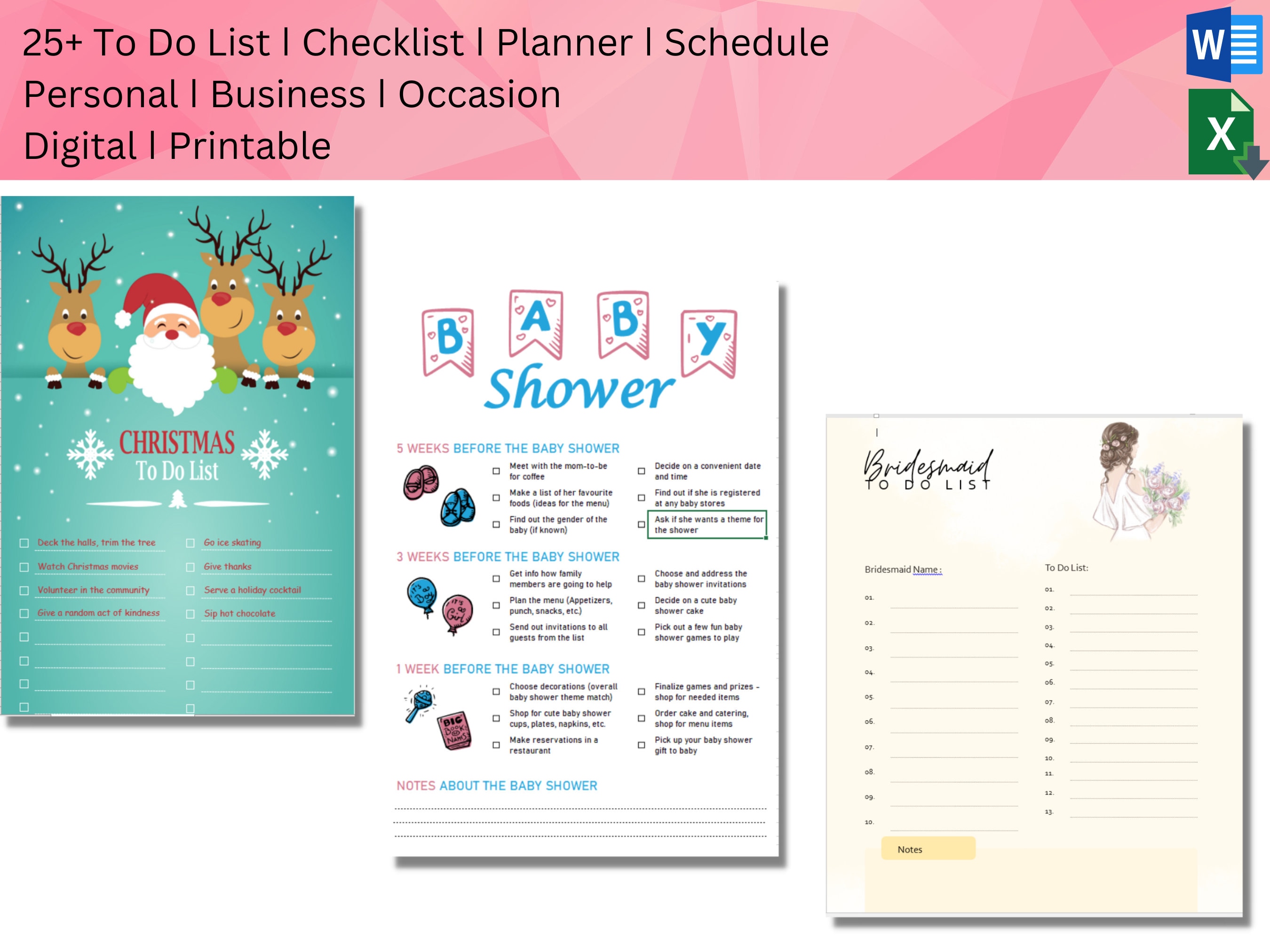 25 to Do List ǀ Checklist ǀ Planner ǀ Schedule ǀ Personal ǀ Business ǀ ...