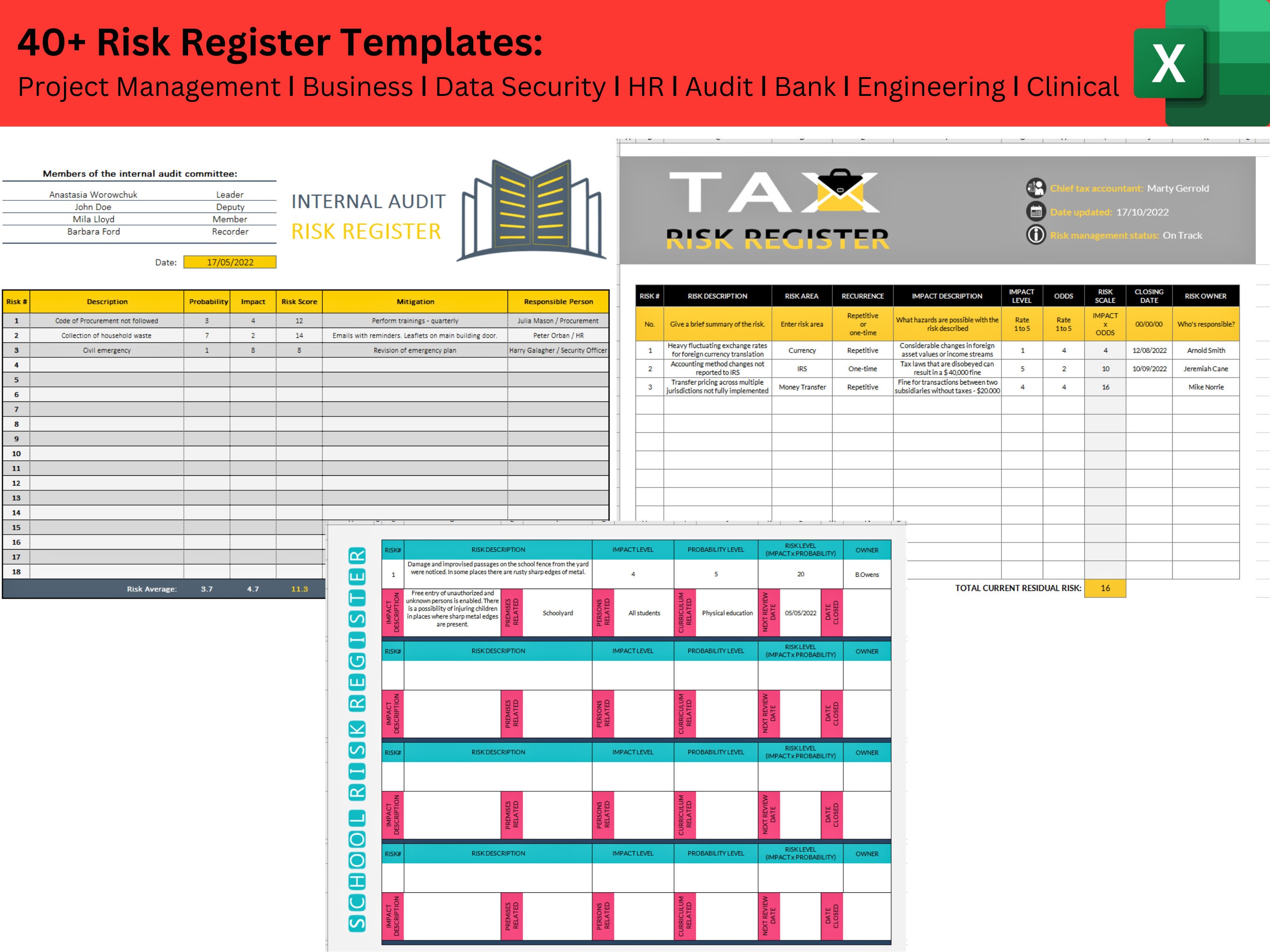 40+ Risk Register Templates: Project Management ǀ Business ǀ Data ...